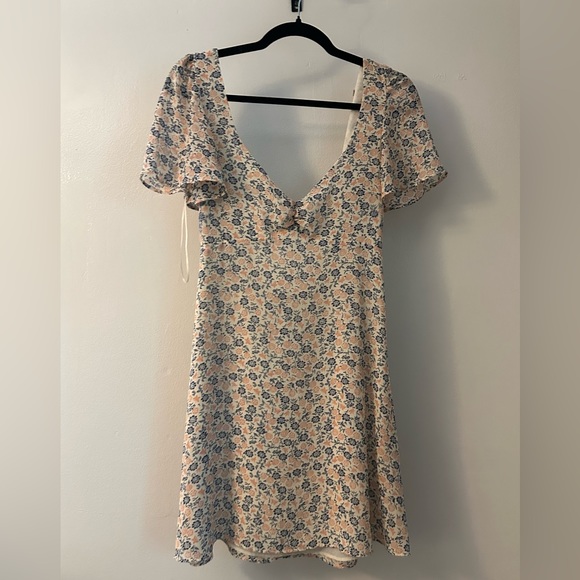 Urban Outfitters | Dresses | Urban Outfitters Cream Floral Sun Dress ...